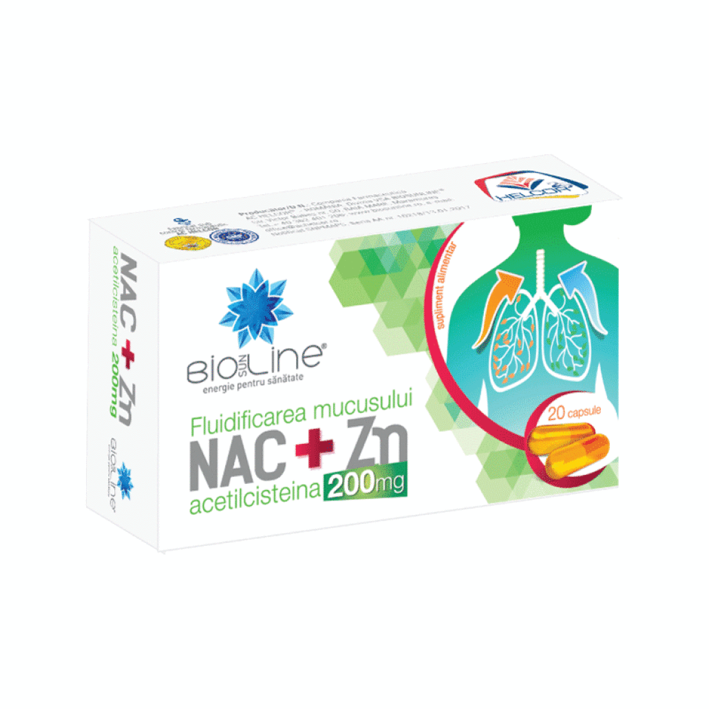 NAC+Zn 200 mg, 20 capsule, Biosunline - Farmacia Helena