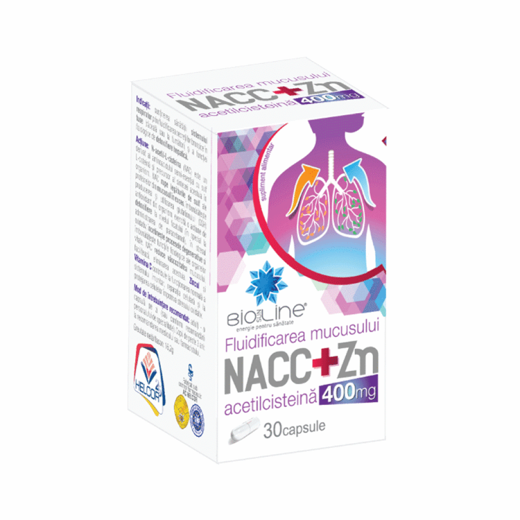 NAC+Zn 400 mg, 30 capsule, Biosunline - Farmacia Helena