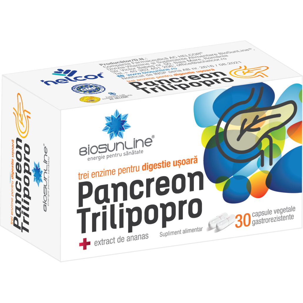 Pancreon Trilipopro cu enzime digestive x 30 cps. gastrorezist ...