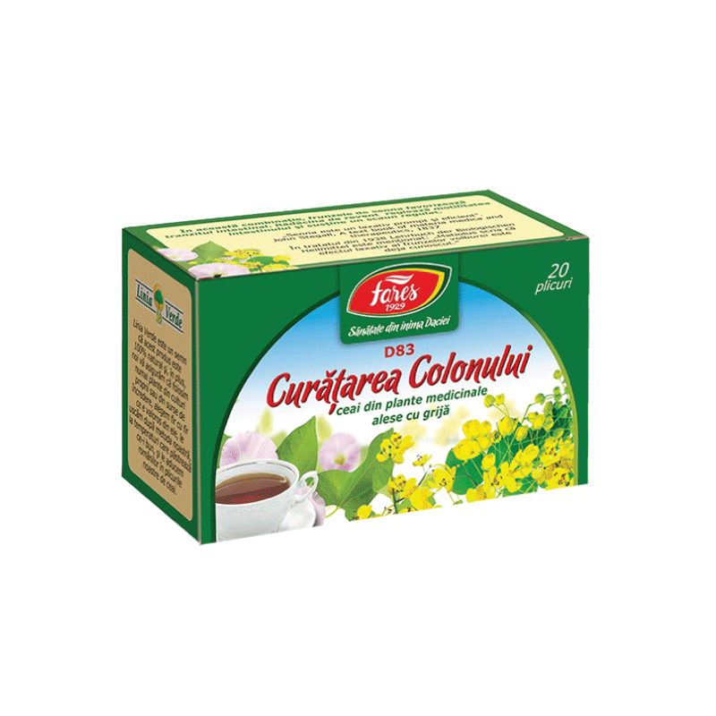 Ceai Curatarea Colonului, D83, 20 plicuri, Fares - Farmacia Helena
