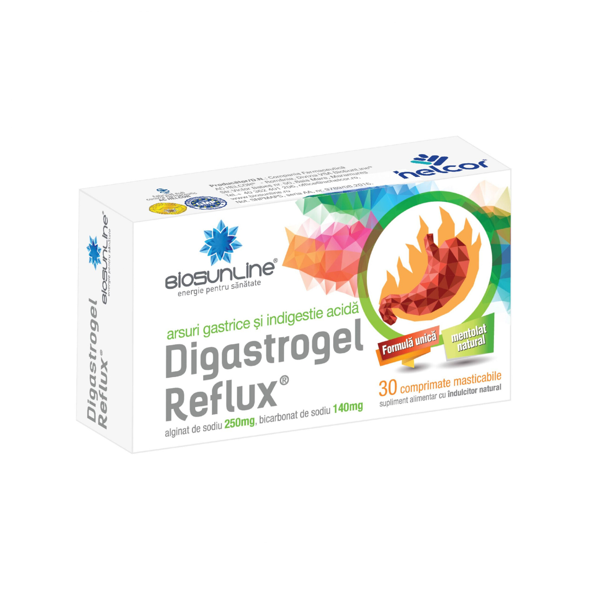 Digastrogel Reflux – arsuri gastrice si indigestie acida, 30 comprimate ...