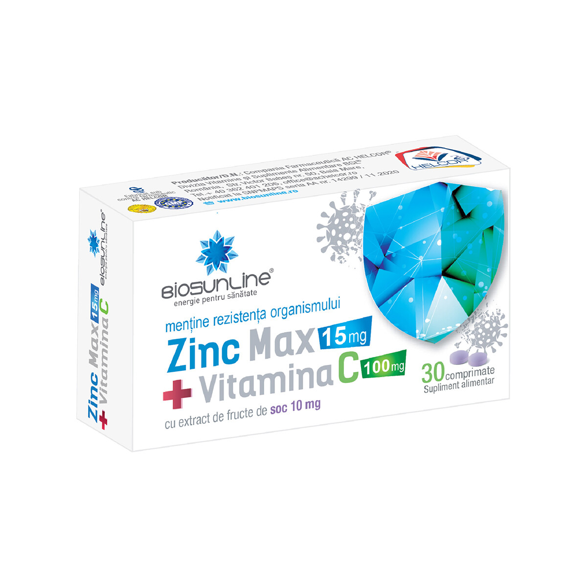 Zinc Max cu fructe de soc negru, 30 comprimate, BioSunLine - Farmacia ...