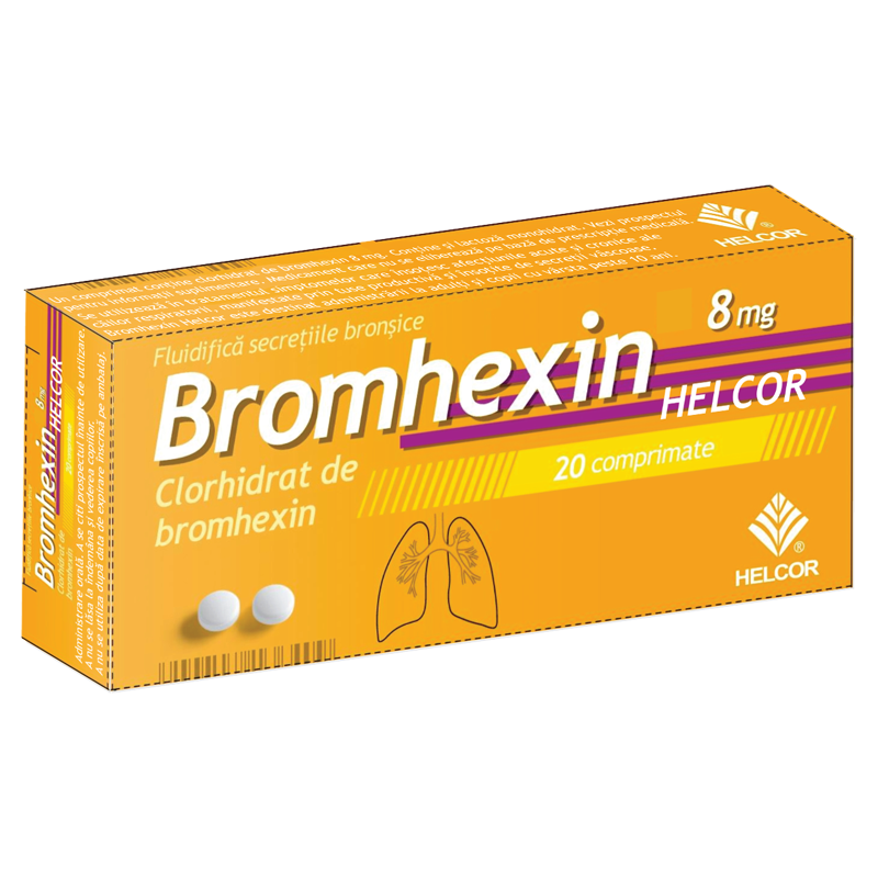 Bromhexin 8 mg, 20 comprimate, AC HELCOR - Farmacia Helena